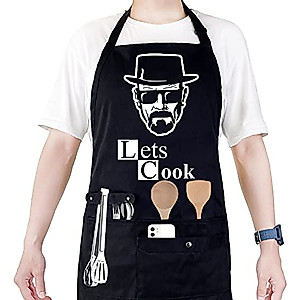 Funny Cooking Chef Apron with Pockets BBQ Kitchen Work Aprons Birthday Father's day Creative Gifts
