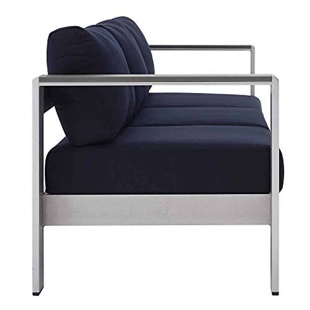 Modway EEI-4228-SLV-NAV Shore EEI-4228-SLV-NAVShore Sunbrella Patio Sofa in Silver Navy