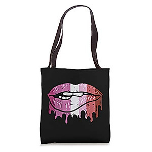 Lip Bite Lesbian Color Retro Dripping Art Flag Gay LGBT Gift Tote Bag
