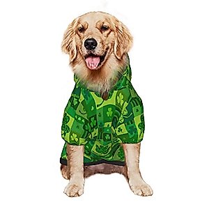 Large Dog Hoodie St.Patrick-Day-Green-Colors Pet Clothes Sweater with Hat Soft Cat Outfit Coat Medium
