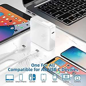 Mac Book Pro Charger - 118W USB C Charger Fast Charger for MacBook Pro, MacBook Air, iPad Pro, Samsung Galaxy and All USB-C Devices, 7.2ft USB C to C Cable