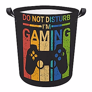 Retro Gamer Funny Laundry Basket Hamper Bag Dirty Clothes Storage Bin Waterproof Foldable Collapsible Toy Organizer for Office Bedroom Clothes Toys Gift Basket