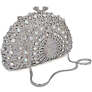 MOSSMON Peacock Luxury Rhinestone Crystal Evening Clutch Bag Sparkly Bride Wedding Party Purses for Women