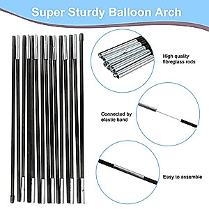 RUBFAC Table Balloon Arch Kit with 100pcs Rainbow Balloons, 12ft Ballon Stand Frame for Different Size, Tables Balloon Arch Stand for Wedding Baby Shower and Birthday Party