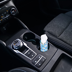 Shojoy 12 Pieces Spring Flowers Car Tissues Box Spring Floral Car Tissues Cylinder in 4 Design Refill Round Car Tissue Holder with Facial Tissues for Wedding Birthday Party Car Cup Holder Travel Home