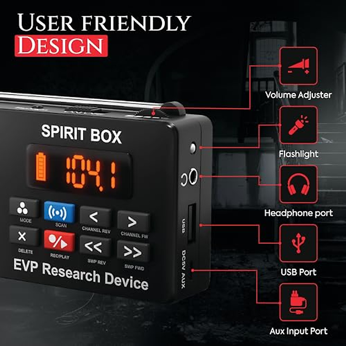 PARANORMIC Spirit Box Ghost Hunting Equipment — Handheld EVP Ghost Hunting Equipment Kit with 32 GB Micro SD & Integrated Flashlight — Paranormal Equipment Ghost Box for Scanning & Recording Spirits