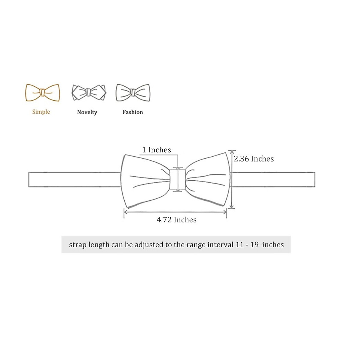 Manoble Men's Adjustable Metal Wings Two Layer Neck Bowtie Bow Tie (Black)