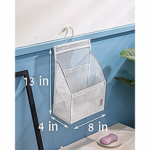 Jelier Hanging Mesh Shower Caddy,Bath Storage Basket Organizer for Camping,Cruising,Gym,College,RV (White)
