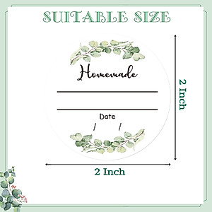 500Pcs Watercolor Green Plants Canning Stickers Round Food Labels 2 Inch - Write on Date Contents Canning Jar Lids Labels with Lines for Mason Jars Homemade Jam and Jelly