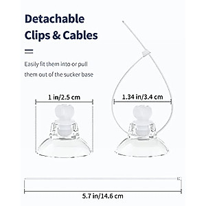 Pawfly 20 Pack Aquarium Suction Cups with Clips and Adjustable Zip Ties Cables Fish Tank Tools for Binding Moss Holding Airline Tubing Decorations Shrimp Nests and Reptile Hammocks