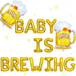 JeVenis Baby is Brewing Balloons Baby is Brewing Banner Baby Reveal Balloons Baby Brewing Baby Shower Decor Baby Gender Reveal Decoration