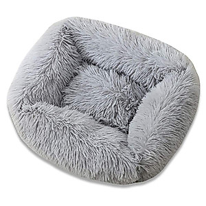 Bed Xs Size Warm Winter Square Super Soft Sleeping Dog Bed Long Plush Washable Cat Mat Basket Puppy House 1Pcs Gray