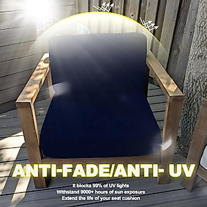 Aibiley 8Pcs Stretch Outdoor Cushions Cover for Patio Furniture,Patio Cushion Covers Replacement for Chair Couch,Soft Elastic Washable Sofa Seat Slipcover Indoor,with Fixed Ties-Navy