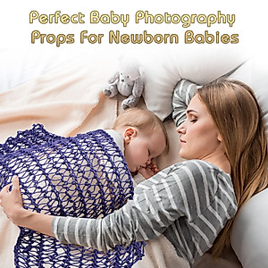 3 PCS Newborn Photography Prop Baby Hat Knitted Handmade Cover Diaper with Toddler Swaddle Blankets Wraps for Infant Boy Girl Princess Twins