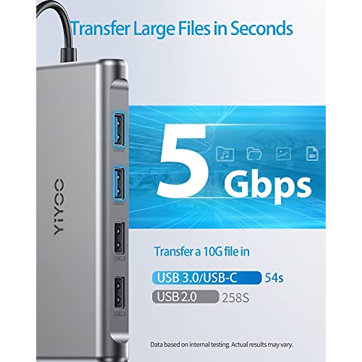 USB C Hub VGA Adapter, YIYOO 10-in-1 Docking Station with Ethernet 1000Mbps, VGA, 4K USB C to HDMI, 2 USB 3.0, 2 USB 2.0, Micro SD/TF Card Reader, USB-C PD 3.0, Compatible for Laptops, Computers