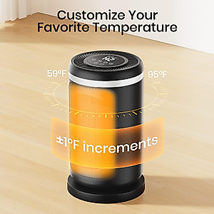 Space Heater, 1500W Portable Heaters for Indoor Use, Small Space Heater for Office, Mini Heater with Digital Display, 12H Timer, 3 Modes, 90°Oscillation, PTC Ceramic Electric Heater for Bedroom Home