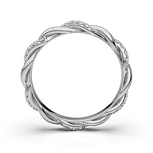 CTIEIP Engravable Sterling Silver Moissanite Diamond Wedding Band for Women,2mm Custom Twist Moissanite Wedding Band for Women