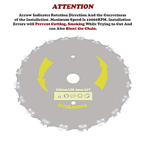 CZS Chainsaw Tooth Brush Cutter Blade, 9"/230mm Brush Blades with Saw Chain Cutter for Cutter, Trimmer, Weed Eater (Adapter Included)