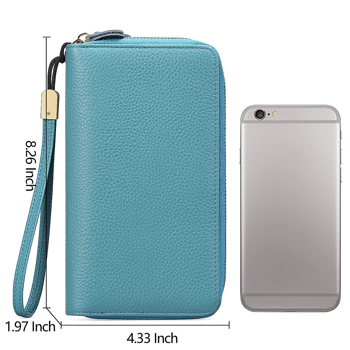 SENDEFN Leather Women Wallet RFID Blocking Zipper Around Phone Holder Clutch Wristlet Large Capacity
