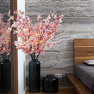 WIESSOC Silk Cherry Blossom Branches, Silk Faux Artificial Cherry Blossom, Cherry Blossom Decor Faux Floral for Home Wedding Table Centrepiece Set of 4, Gift Box with Light, Pink