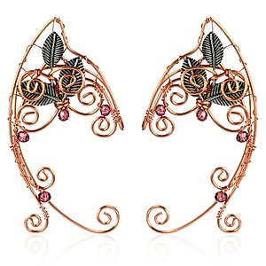 Elf Ear Earring Cuffs Leaf Earring Filigree Elf Bone Cosplay Cuffs 1 Pair Wrap Earrings for Fairy Ears Costume Cosplay Wedding Jewelry