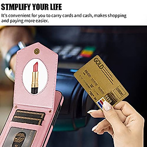 Phone Case for Samsung Galaxy S20 FE 5G 6.5 inch Wallet Cover with Screen Protector and Mirror Card Holder Crossbody Strap Cell S 20 EF UW S20FE5G S20FE 20S S2O Fan Edition 4G G5 Women Girls Rose gold