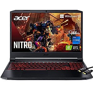 Acer Nitro 5 Premium Gaming Laptop, 15.6 inch FHD 144Hz IPS Display, Nvidia GeForce RTX 3050 Ti 4GB GDDR6, 11th Intel 8-Core i7-11800H(Beat Ryzen 7 5800H), Windows 11 Home(8GB|512GB SSD)