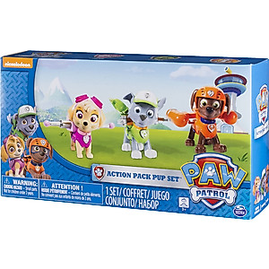 Paw Patrol Action Pack Pups Figure Set, 3pk, Skye, Zuma, Rocky, Multicolor