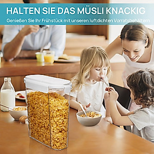 Vtopmart Cereal Containers Storage Set, 3 PCS Airtight Food Storage Containers with Flip-Top Lids, Plastic Cereal Organizer Dispenser for Kitchen, Pantry Organization Storage (135.2oz/4L)