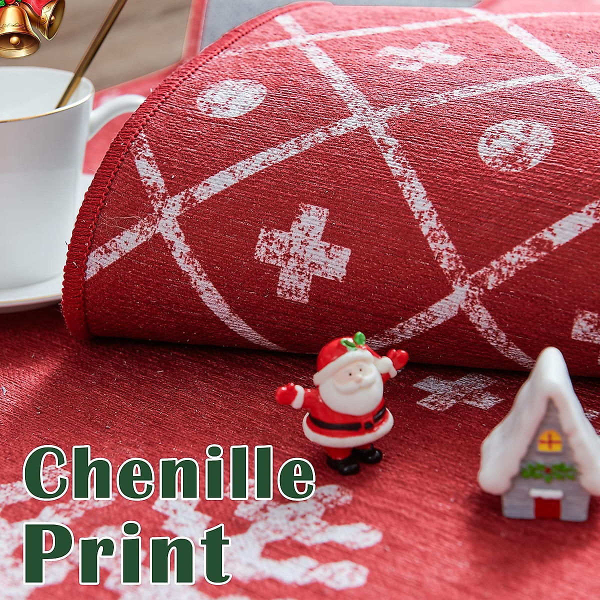 jinchan Christmas Area Rug 5x7 Red Rug Xmas Snowflake Modern Rug Kitchen Rug Washable Rug Non Slip Moroccan Carpet Holiday Decor Geometric Soft Accent Rug for Bathroom Bedroom Dining Room Living Room