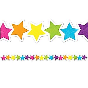 Teacher Created Resources Brights 4Ever Stars Die-Cut Border Trim, 35 Feet