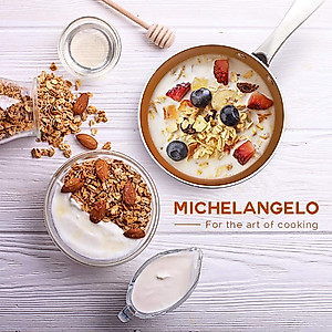 MICHELANGELO Saucepan Set with Lid, Nonstick 1Qt & 2Qt + 3QT Copper Sauce Pan Set with Lid, Small Pot with Lid, Ceramic Nonstick Saucepan Set, Small Sauce Pots, Copper Pot Set