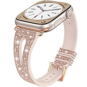 Goton Bling Silicone Band Compatible with Apple Watch 46mm 45mm 44mm 42mm 41mm 40mm 38mm Series 10 9 8 7 6 5 4 3 2 SE Women, Glitter Strap Accessories