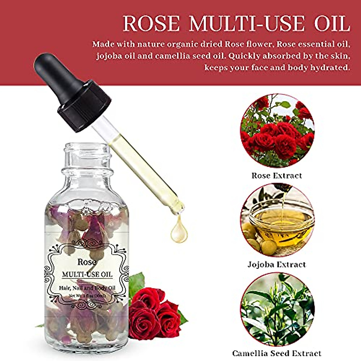 NP NATURES PHILOSOPHY Lavender Rose Multi Use Body Oil 2 Pack Natural and Organic Essential Oil for Face, Body, Nails Care and Massage - 30ML