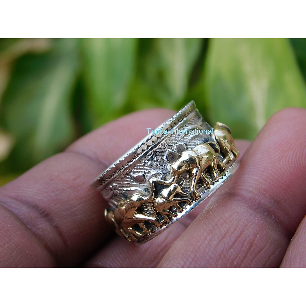 Spinner Ring, Elephant Design Spinner Band Ring, 925 Sterling silver, Handmade Silver Band Elephant Spinner Ring, thumb Ring, worry ring for animal spinning men women, BY TEJIKA (11)