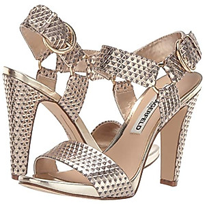 Karl Lagerfeld Paris Women's Cieone Dressy Heeled Sandal, Gold Triangle Metallic, 7.5