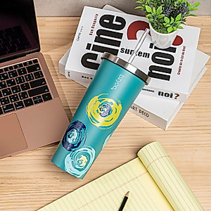 bzyoo SUP Double Wall Vacuum Insulated Tumbler with Straw and Lid Stainless Steel Water Bottle Travel Mug Cup, Mother's Day Gifts Perfect for Ice Coffee or Tea (710ml) Color: Green Cyclone