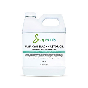 Soapeauty JAMAICAN BLACK CASTOR OIL Cold Pressed Unrefined | 100% Pure Natural Black Castor Oil Promotes Healthy Skin & Hair | Carrier Oil & Strengthens Nails | 32 Oz