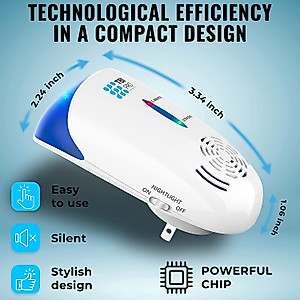REKORI 1-Pack Effective Ultrasonic Pest Repeller - Wall Plug-in Electromagnetic + Ionic - Ant Fly Mosquito Mouse Rats Roach Repellent Indoor - Cockroach Control Safe Quiet Device - Up to 1500 Sq.Ft