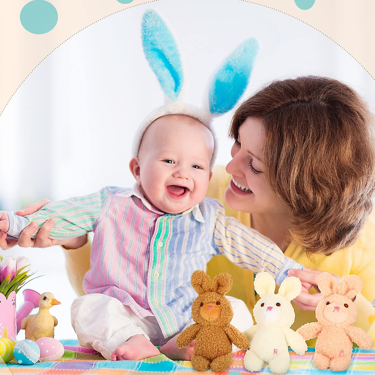 Zomiboo 9 Pcs 7.2 Inch Mini Bunny Stuffed Animals Stuffed Bunny Plush Toys Soft Plush Rabbit Mini Plush Bunny for Easter Graduation Birthday Gifts Wedding Summer Party Decorations