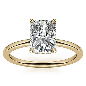 10K Solid Yellow Gold Handmade Engagement Ring 3 CT Radiant Cut Moissanite Diamond Solitaire Wedding/Bridal Ring Set for Women/Her Propose Ring (10.5) (8)