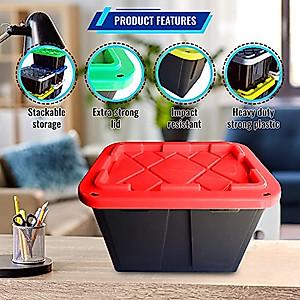SAFARI USA 5 gallon Heavy Duty Stackable Home Storage Bin (6 Pack) With Secure Lids, 20 Quart Totes (16"x12"X8.5") for Garage Attic Utility Tool Storage Moving Box, School & Office Supplies, Classroom