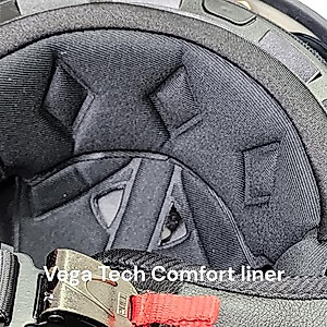 Vega Helmets Warrior Motorcycle Half Helmet with Sunshield for Men & Women, Adjustable Size Dial DOT Half Face Skull Cap for Bike Cruiser Chopper Moped Scooter ATV (Large, Matte Black)