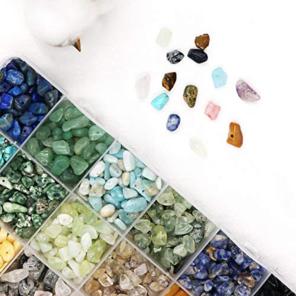Civilipi 24 Color Gemstone Beads Natural Stones Chip Bead Irregular Shaped Bead Crystal Quartz Stone for DIY Earring Bracelet Necklace Making for Gift