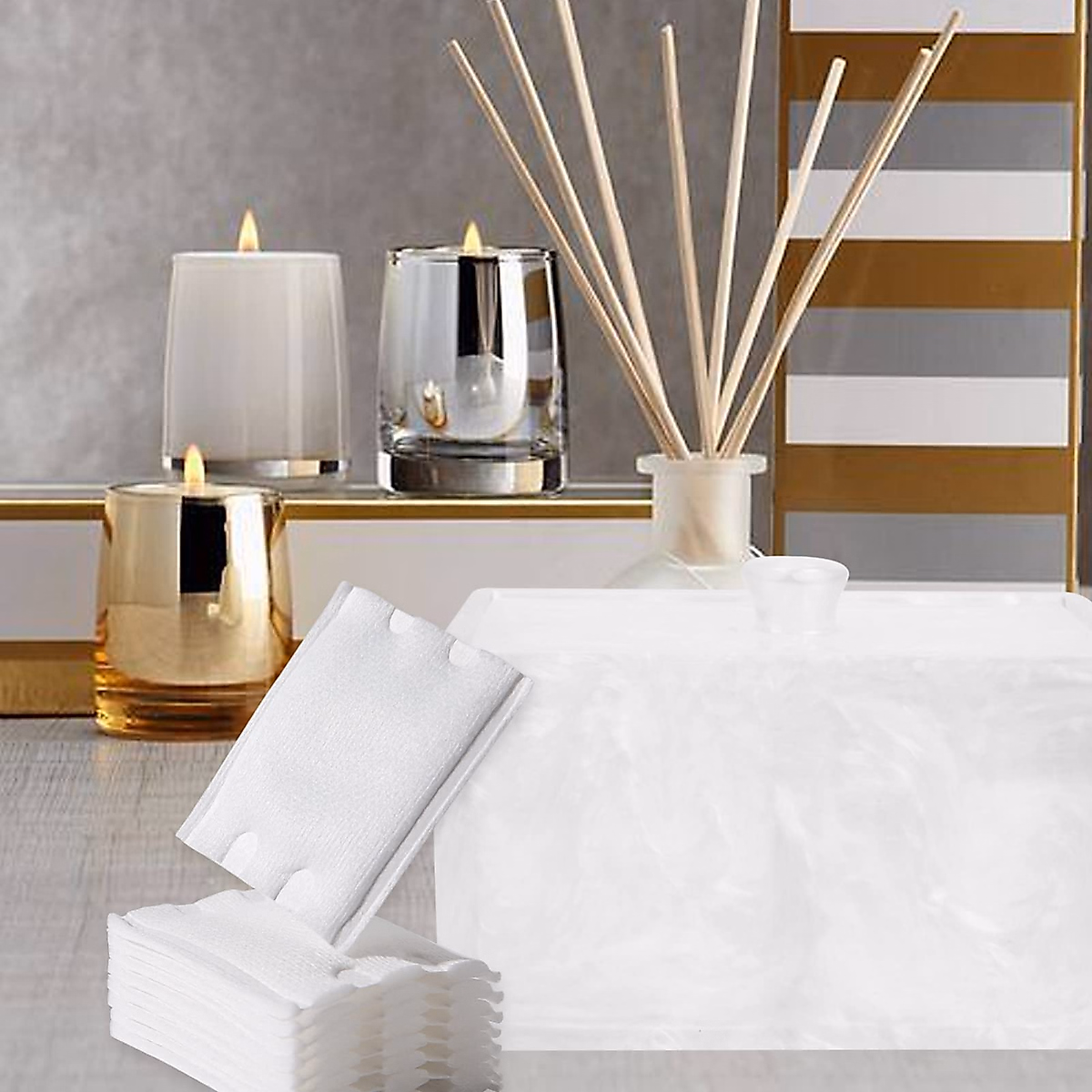 Cabilock Box cosmetic cotton storage box cotton pad container makeup applicator organizer floss holder flosser dispenser cotton pads holder cotton holder Compartments Cotton Pad Case patch