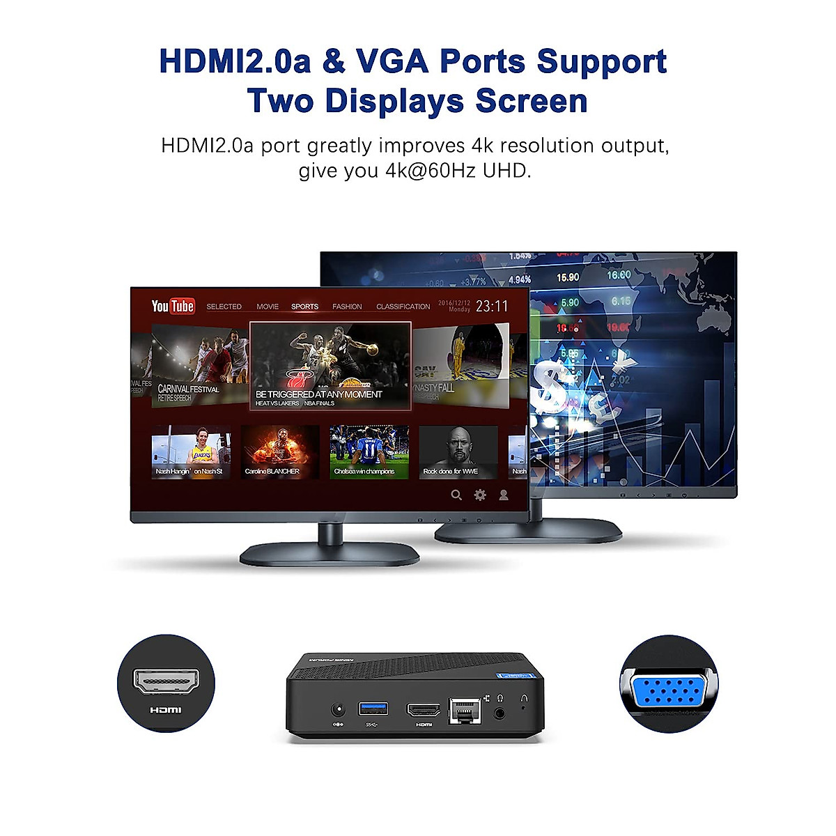 KODLIX Mini PC Celeron N4020(up to 2.8GHz), DDR4 4GB/64GB eMMC Mini PC Fanless UHD 4k@60Hz, Mini Computer Support HDMI&VGA, USB3.0, 2.4/5.8G Wi-Fi, DIY NGFF 2242 SSD
