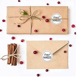 1.5 Inch Happy Mail Stickers,Packing Stickers,Envelope Sealing Stickers for Small Business,500 Pcs/Roll