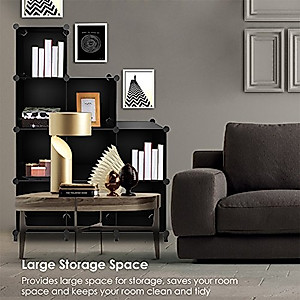 TomCare Cube Storage 9-Cube Closet Organizer Shelves Plastic Storage Cube Organizer DIY Closet Organizer Storage Cabinet Modular Book Shelf Shelving for Bedroom Living Room Office, Black