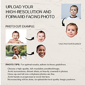 1 Pc, Custom Big Head with Your Photo | Fun Face Cardboard Cutout, Big Heads on Stick, Life Size face on a Stick | Upload Your Own Photo, Custom Cutout Big Face Stick