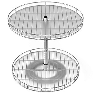 2 Tier Lazy Susan Large Shelf for Kitchen 13 inch,Tall Height Adjustable Turntable Spice Rack Spinner Cabinet Organizers and Storage,Rotating Under Sink Organizer,with PP Plastic Sheet (2 Tier)